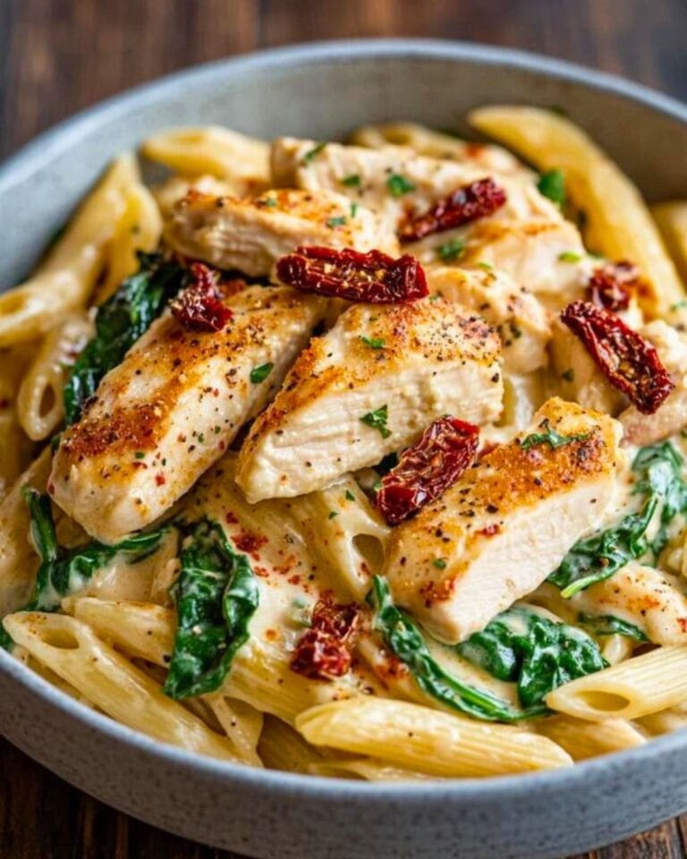 Comforting Creamy Italian Tuscan Chicken Pasta - easypeasyrecipes.net
