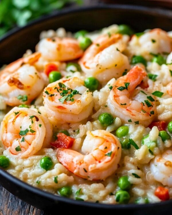 Easy Italian Lemony Prawn & Pea risotto - easypeasyrecipes.net
