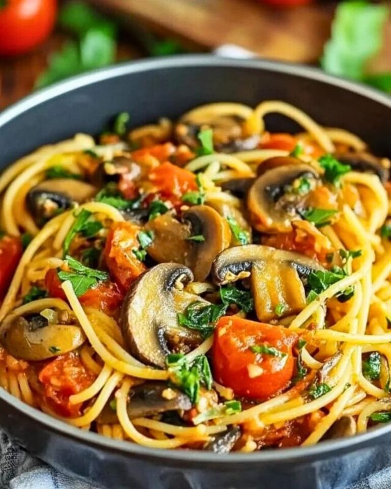 Quick Italian Spicy Spaghetti With Garlic Mushroom - Easy Peasy Recipes
