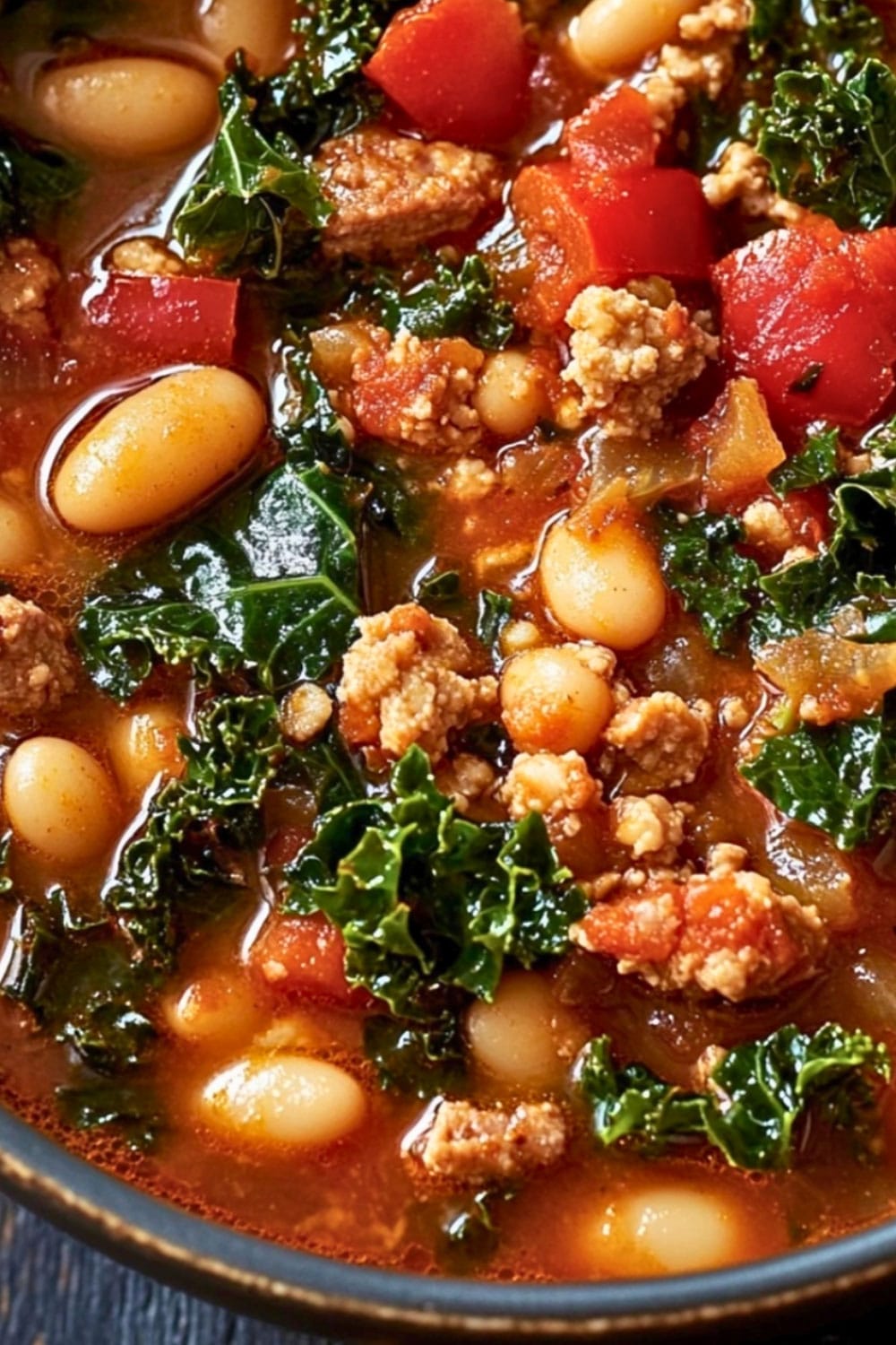 Italian Spicy Turkey Sausage & Kale Chili - easypeasyrecipes.net